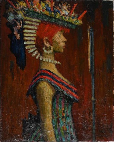 Pio Santini | Femme de profil en costume de fête | MutualArt