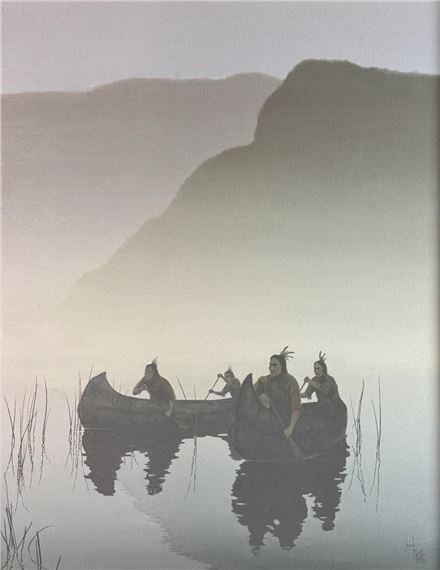 Jacob Pfeiffer | Canoes in the Mist Oil by Jacob Pfeiffer | MutualArt
