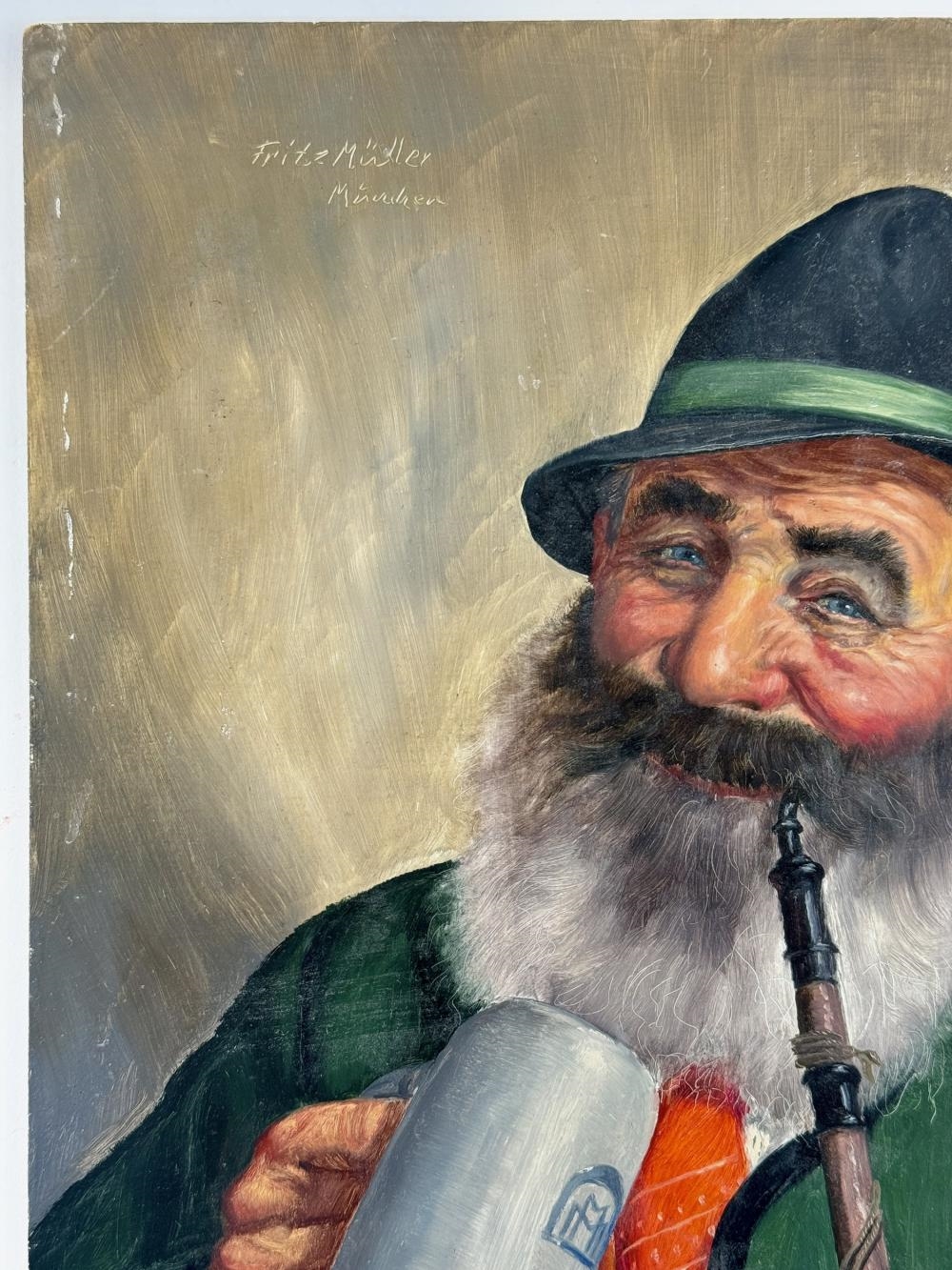 Fritz Müller | Fritz Muller Oil on Board Portrait of a Bavarian ...