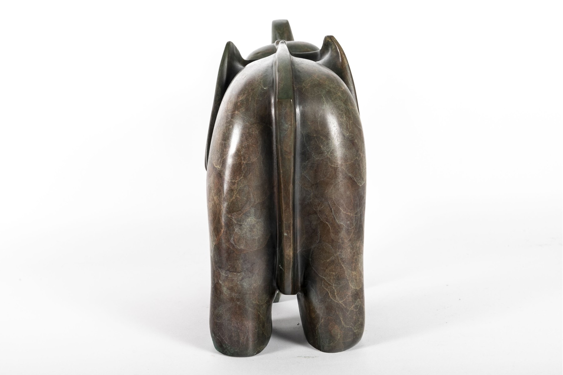 Donald Riggs | B. 1948) Modernist Bronze Elephant Sculpture | MutualArt