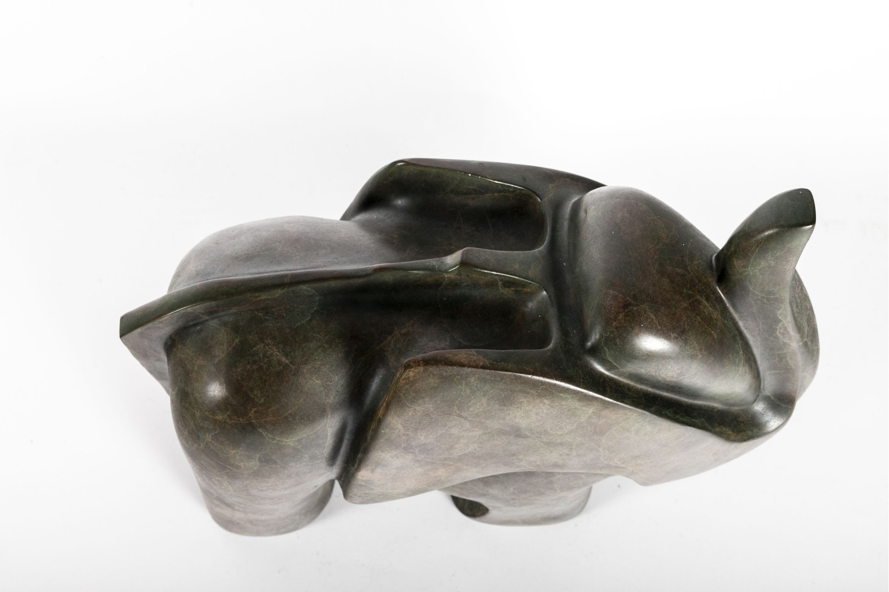 Donald Riggs | B. 1948) Modernist Bronze Elephant Sculpture | MutualArt