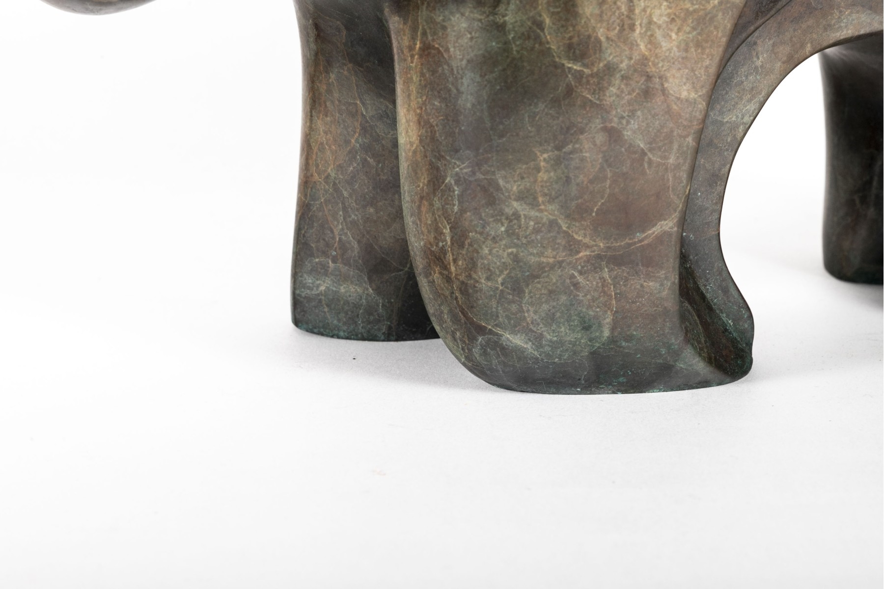 Donald Riggs | B. 1948) Modernist Bronze Elephant Sculpture | MutualArt