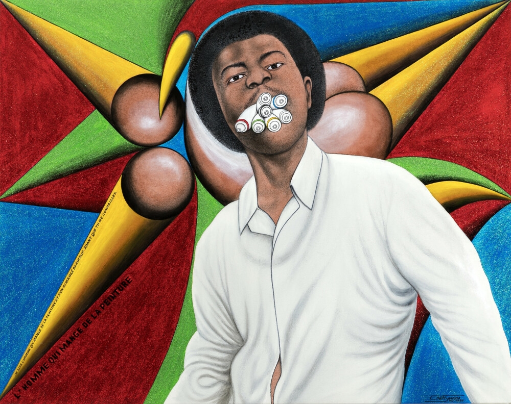 Chéri Samba | L'homme qui mange de la peinture (1999 (1999) | MutualArt