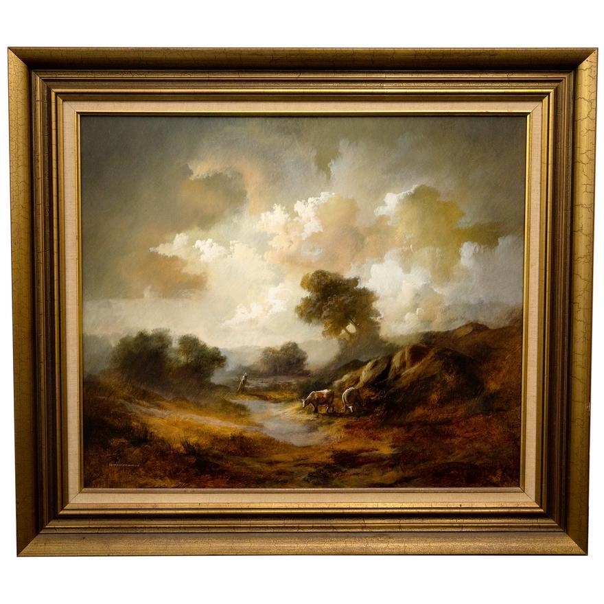 Carl Stringfellow | LANDSCAPE WITH COWS AND FIGURE | MutualArt