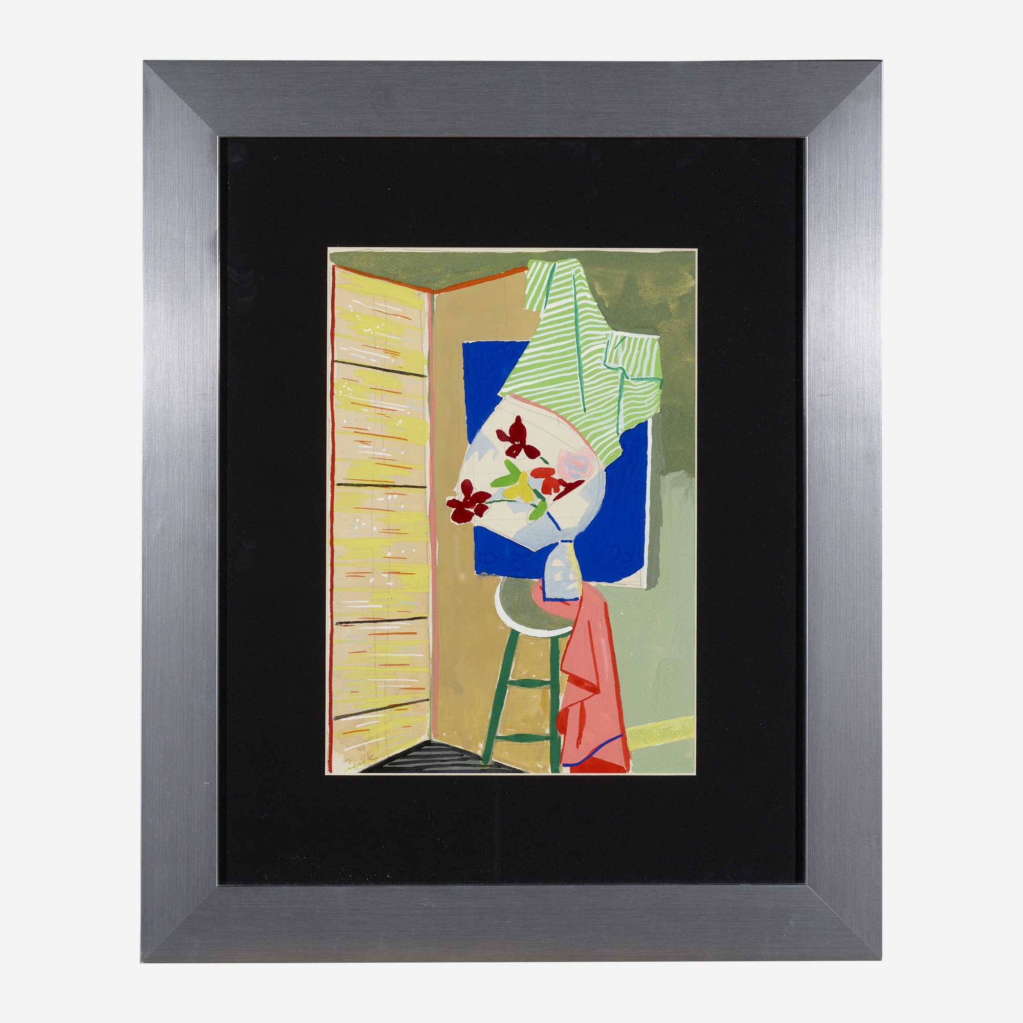 Josef Zenk | Still Life with Floral Bouquet and Stool | MutualArt