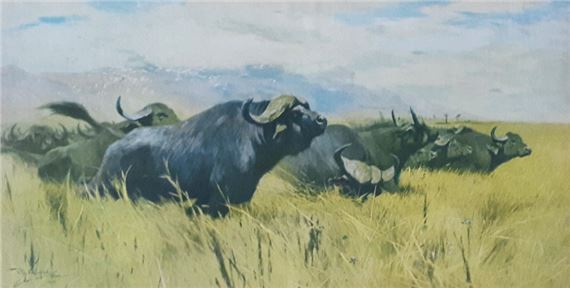 Wilhelm Kuhnert | Roaming Buffalo (1892) | MutualArt