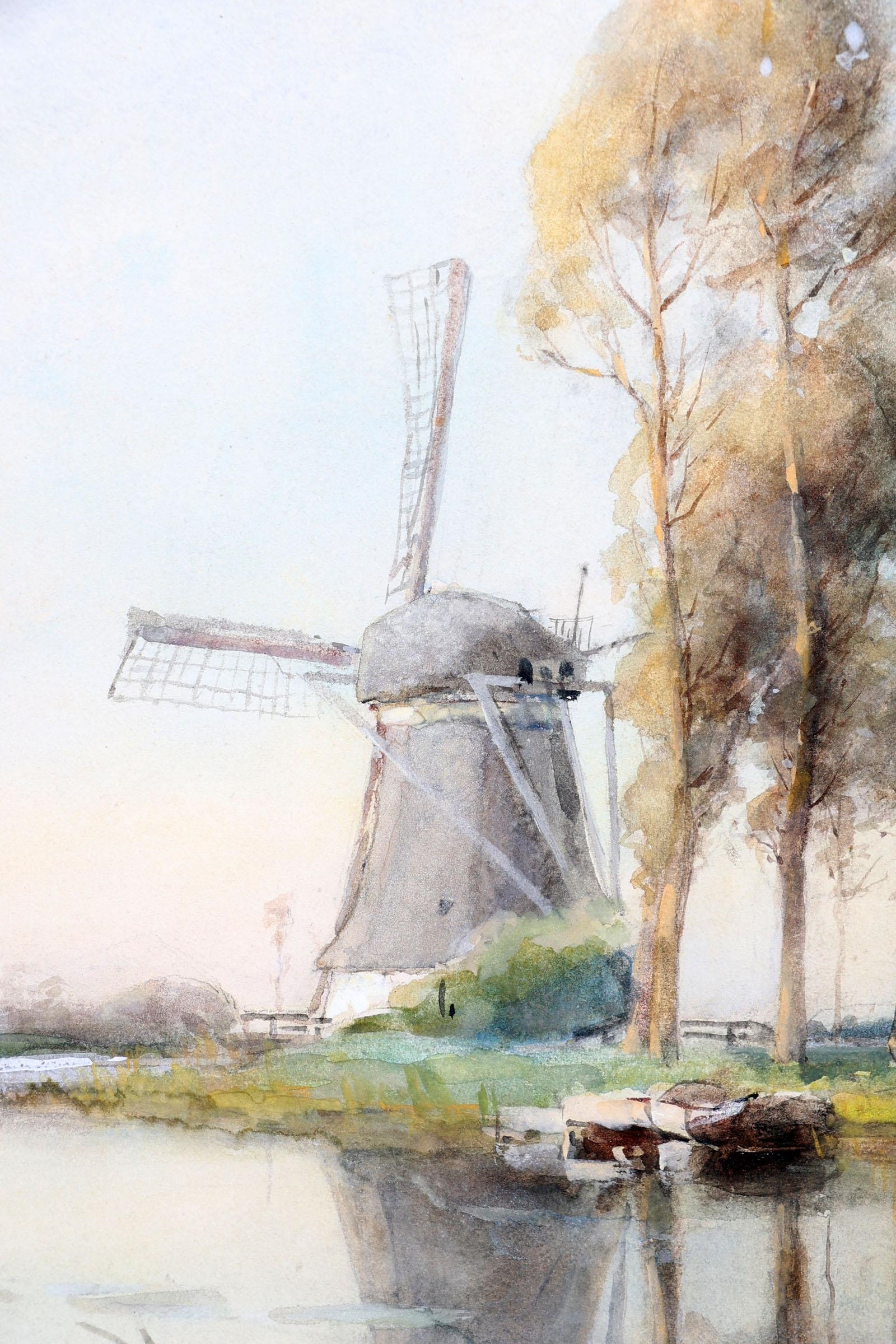 Jan Hillebrand Wijsmuller | Riviergezicht met boerderij met molen ...