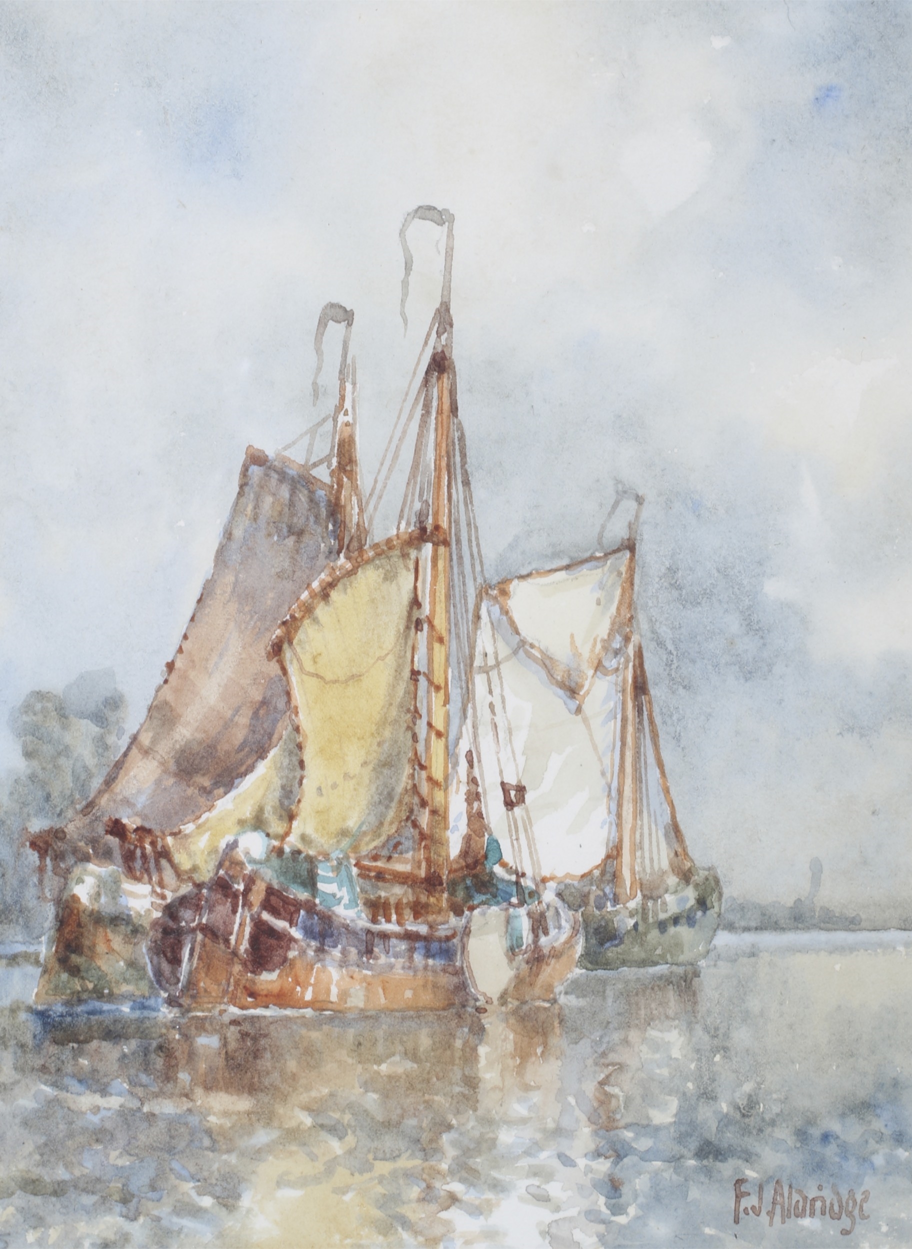 Frederick James Aldridge | Fishing boats in an estuary and fishing ...