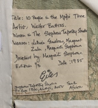 Walter Whall Battiss | Ten People in the Mpipi Tree, tapestry (1985 ...