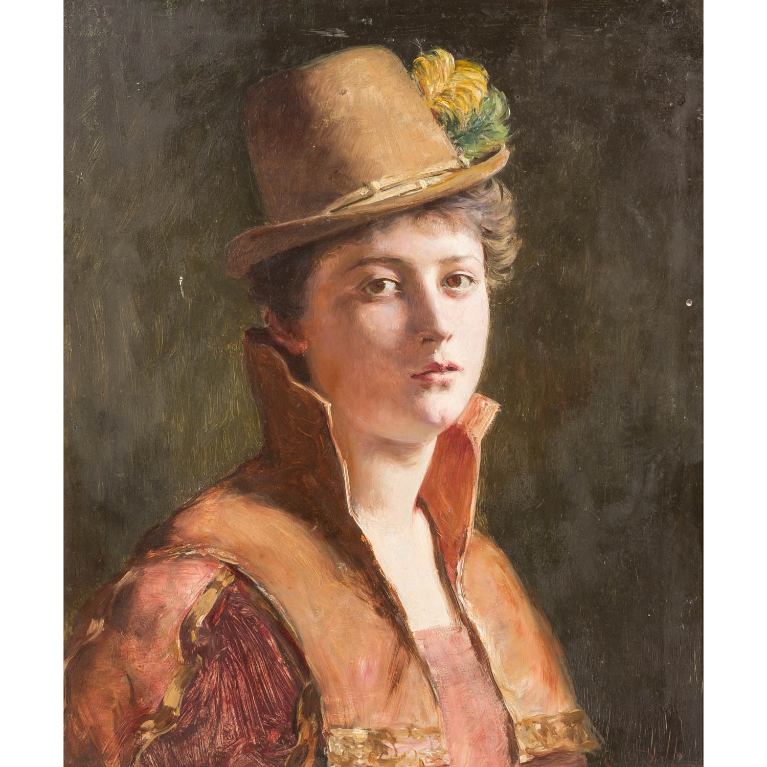 Franz Rumpler | Lady shown in Profile Against a Golden Background ...