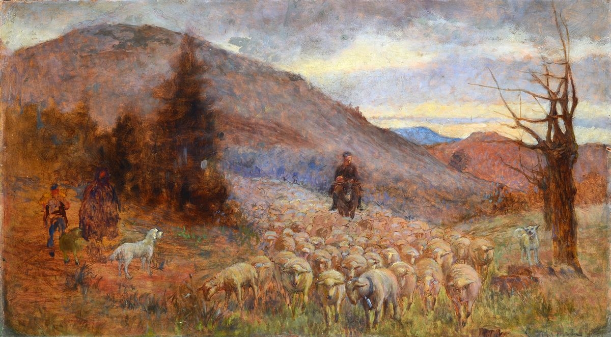 Guglielmo Micheli | Landscape with flock and shepherd | MutualArt