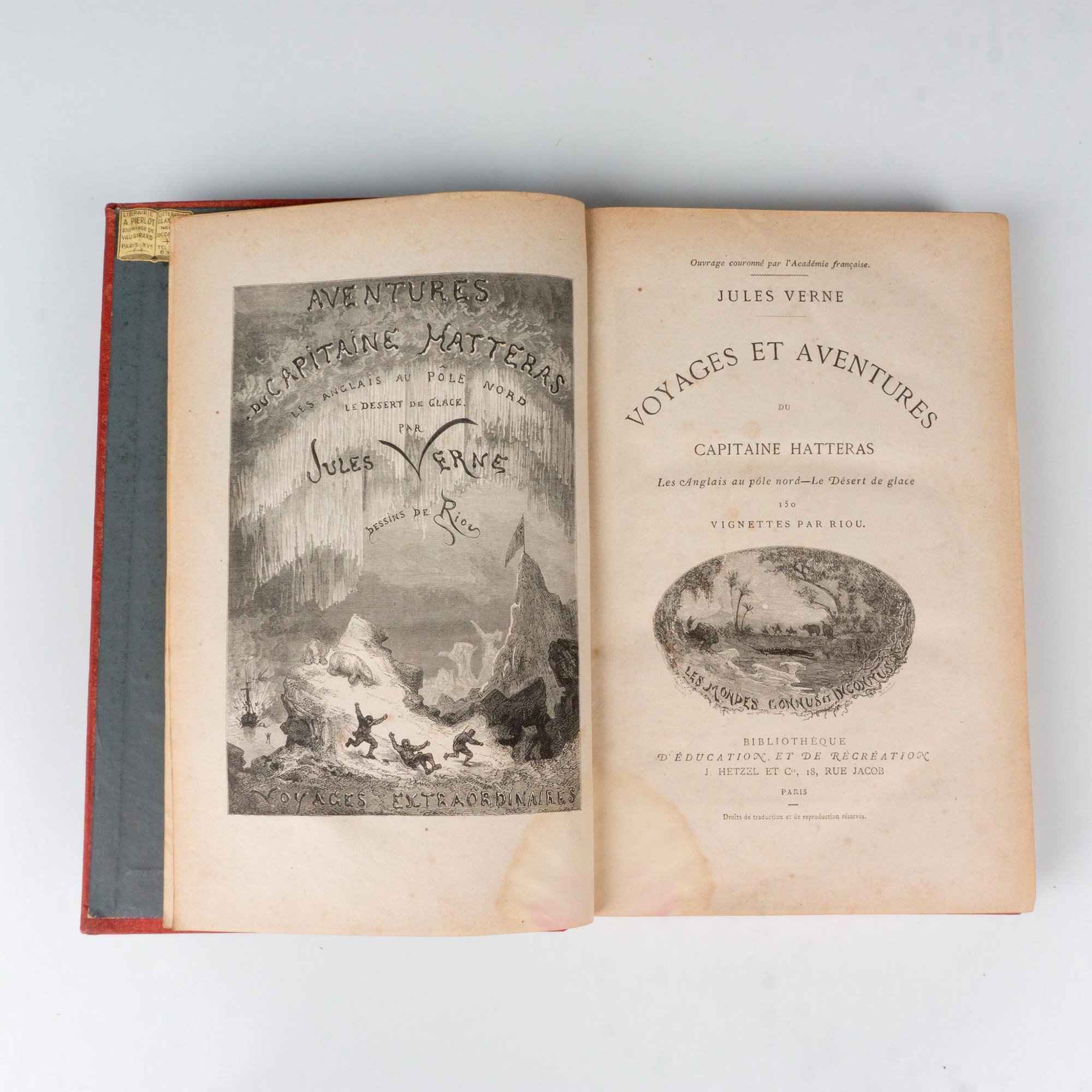 Edouard Riou | Jules Verne, Capitaine Hatteras, A L'Obus, Red Cover ...