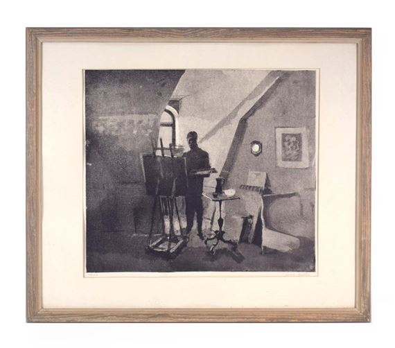 Louis Bastin | An artist at work in an attic room. | MutualArt