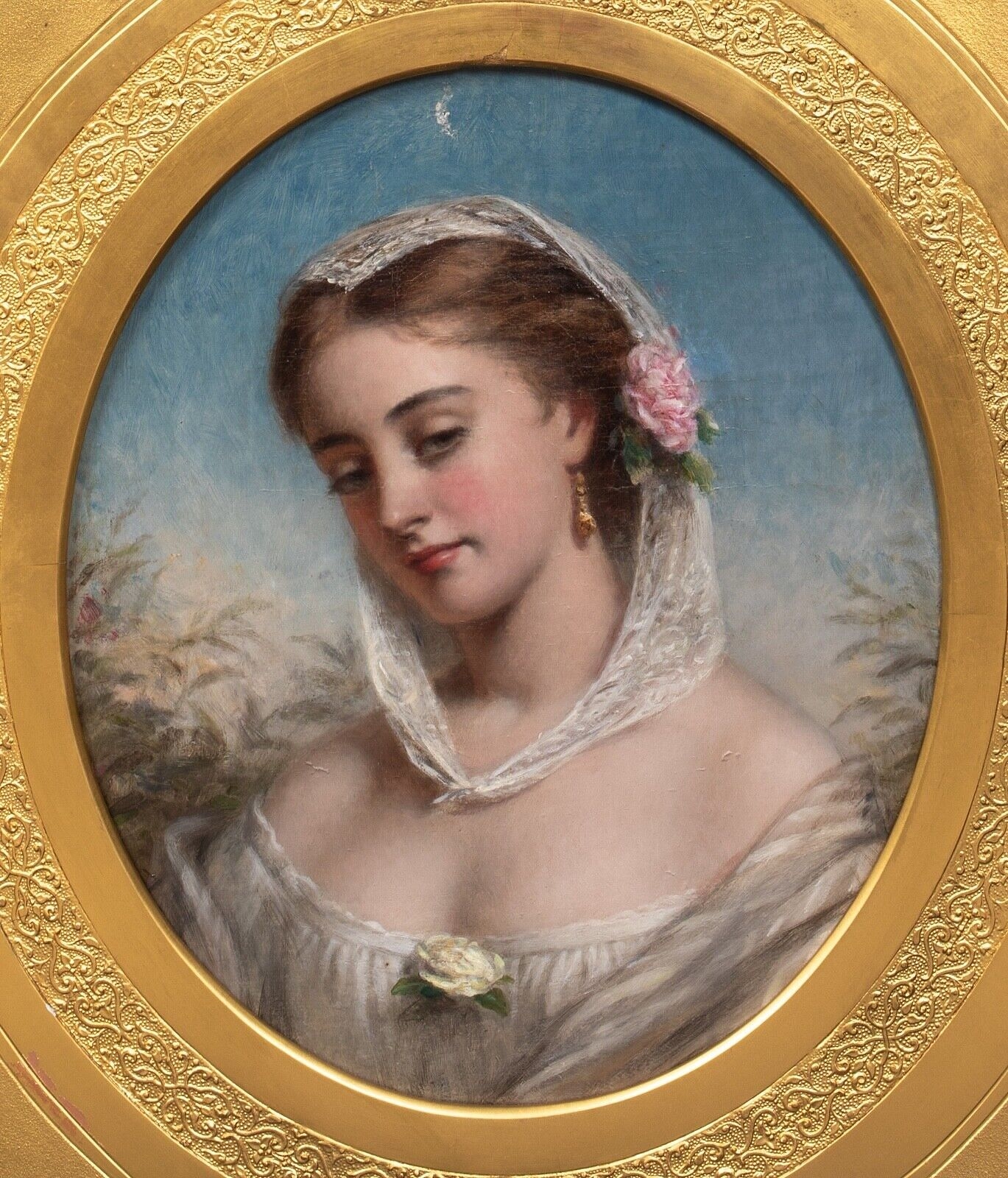 Joseph Mann | PORTRAIT OF A LADY IN WHITE MANTILLA (19th Century ...