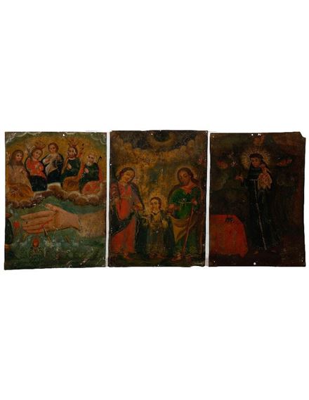 Mexican School, 19th Century | Three Mexican Retablos, the Omnipotent ...