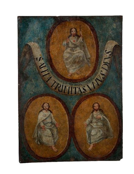 Mexican School, 19th Century | A Mexican Retablo of the Holy Trinity ...