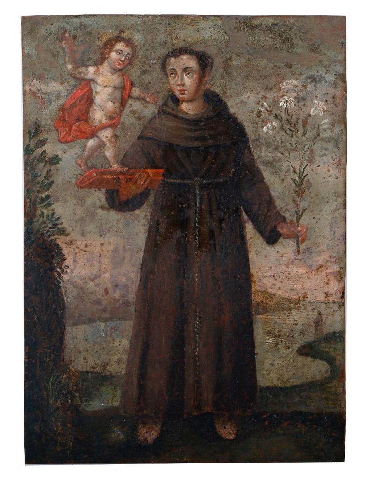 Mexican School, 19th Century | Retablo on Copper, St. Anthony | MutualArt