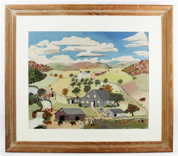 Grandma Moses | Grandma Moses, Farm Scene, Colored Print | MutualArt