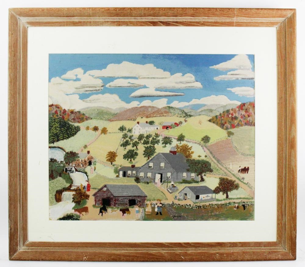 Grandma Moses | Grandma Moses, Farm Scene, Colored Print | MutualArt