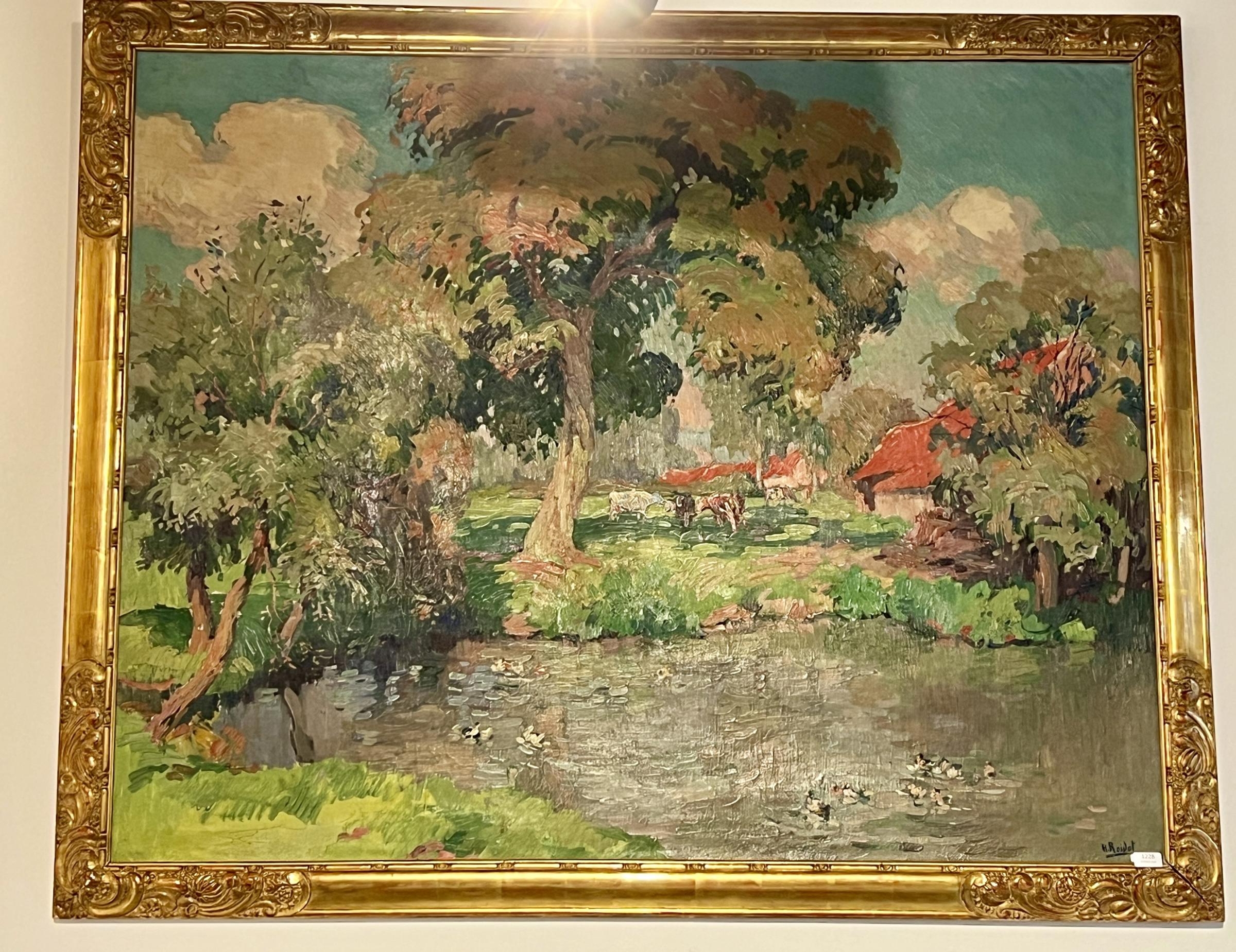 Henri Roidot | Paysage avec vaches et mare aux canards | MutualArt