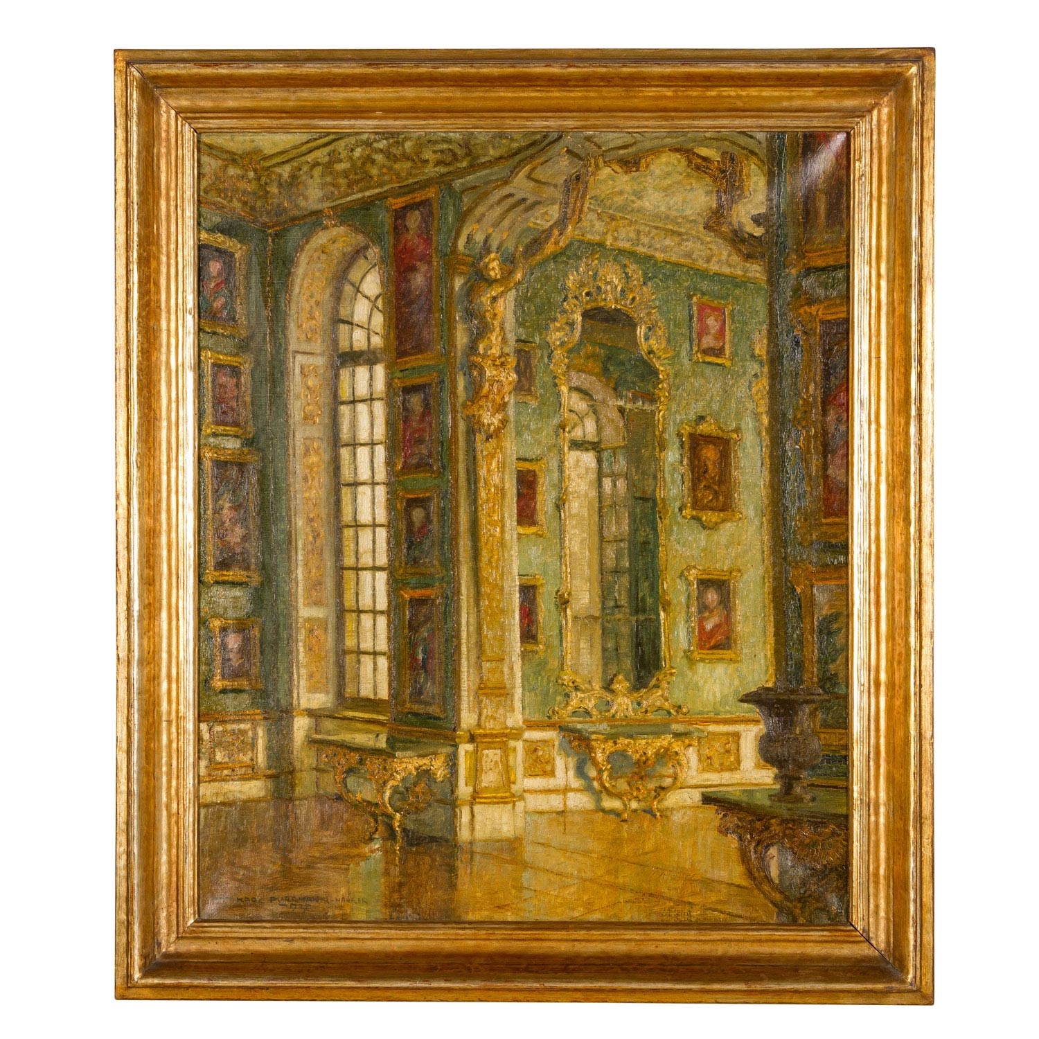 Karl Purrmann | Salon of a castle with portrait gallery (1927) | MutualArt