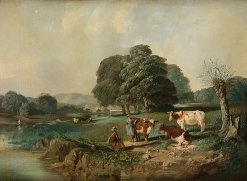 Henry Charles Woollett | Paisaje con vacas y campesinos, 1853 (1853 ...