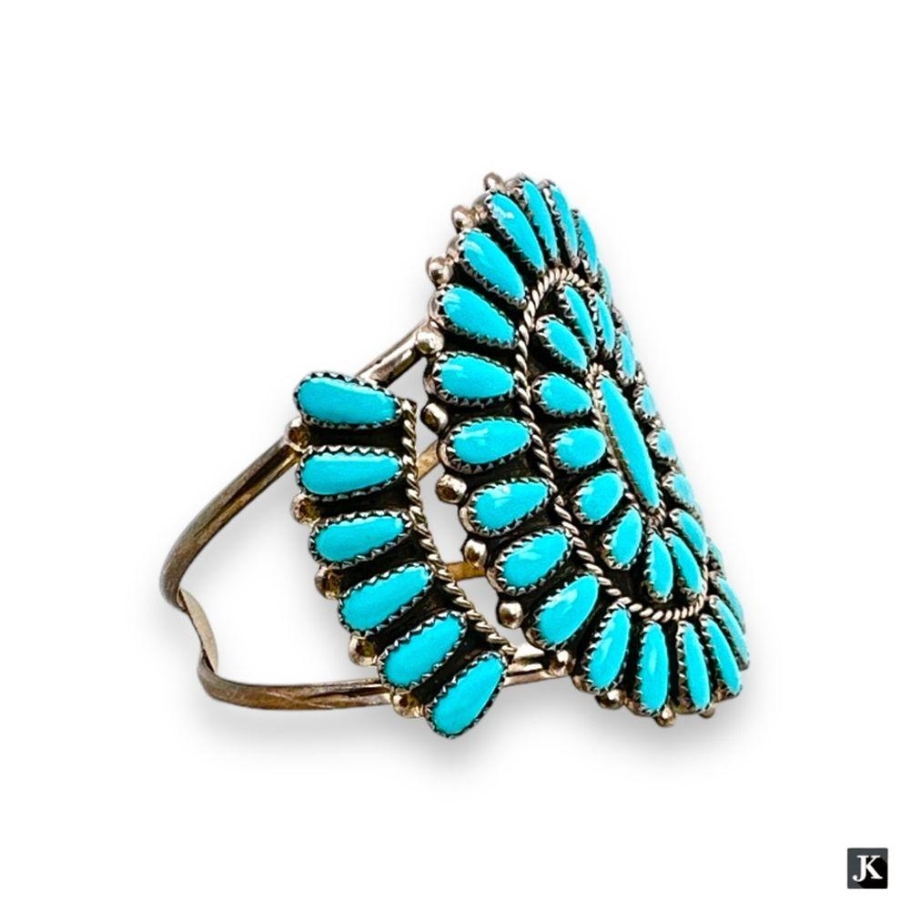 Fred Harvey | Old Pawn Sterling Silver Turquoise Petit Point Cuf (Circa ...