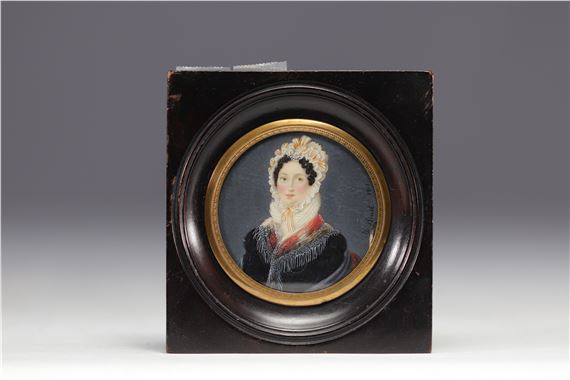 Jean Henri Roust | Portrait de Dame en bonnet et écharpe | MutualArt