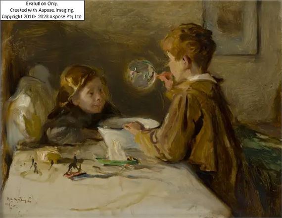 Philip Alexius de Laszlo | The Artist's Children Blowing Bubbles; (1914 ...