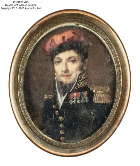Jean Baptiste Isabey | A miniature portrait of a military officer, half ...
