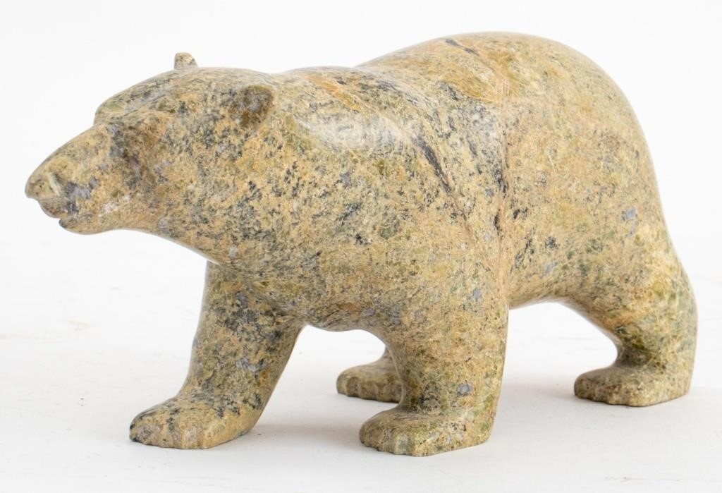 Tim Pee | Tim Pee Inuit Soapstone Polar Bear Sculpture | MutualArt