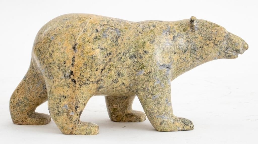 Tim Pee | Tim Pee Inuit Soapstone Polar Bear Sculpture | MutualArt