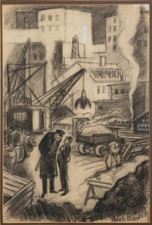 Jack Markow | Jack Markow Pardon Me, Officer Charcoal on Paper | MutualArt