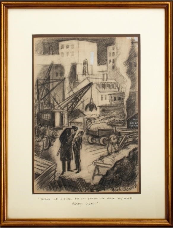 Jack Markow | Jack Markow Pardon Me, Officer Charcoal on Paper | MutualArt