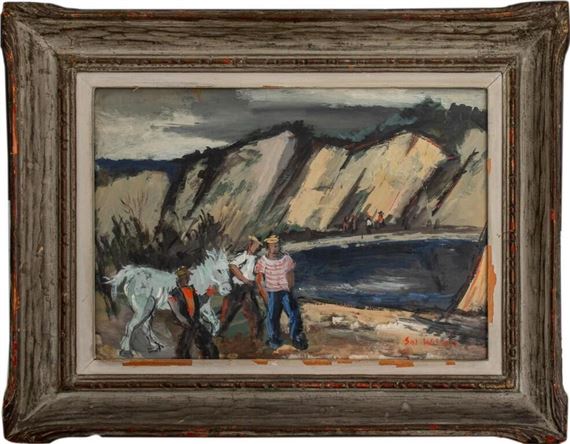 Sol Wilson | Sol Wilson Bluffs & Lake Scene Oil on Panel | MutualArt