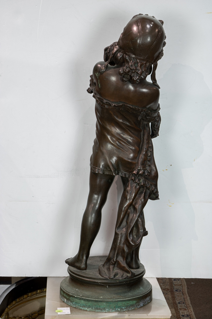 Albert Rolle | A Continental patinated bronze figure of a girl with her ...