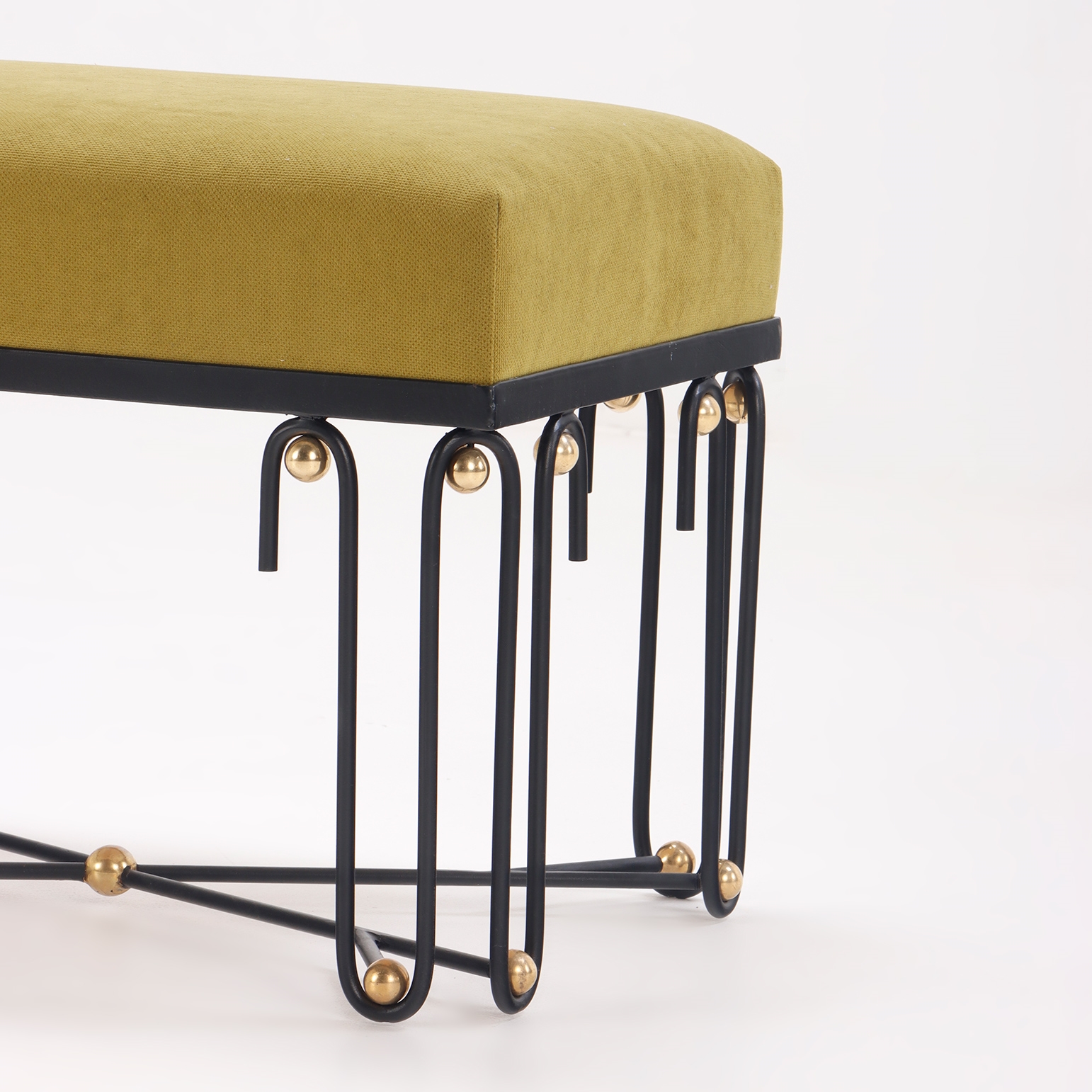 Jean Royère | Pair painted iron benches having brass ball decoration ...