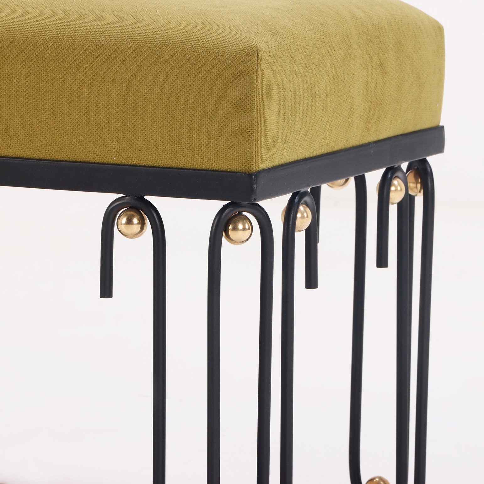 Jean Royère | Pair painted iron benches having brass ball decoration ...