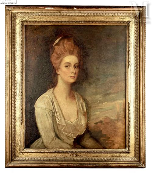 George Romney | Portrait de femme à la robe blanche | MutualArt