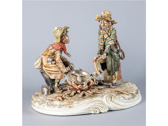 Tiziano Galli | Deux personnages napolitains cuisinant un poisson ...