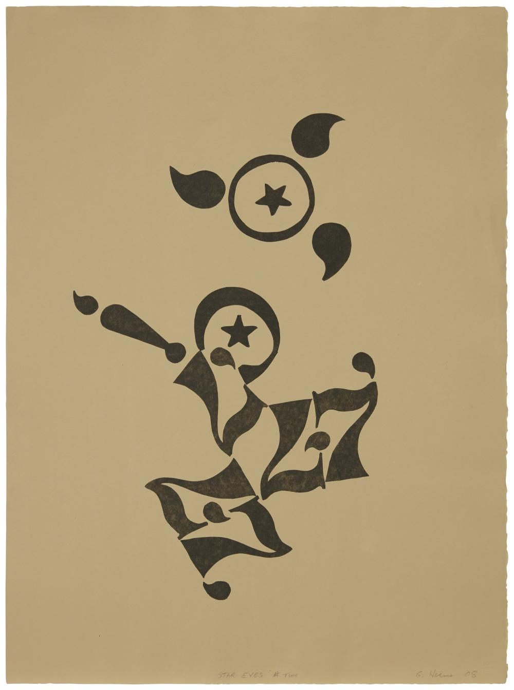 George Herms | Monotype with original stencils on tan wove paper ...