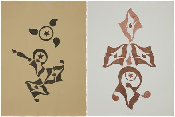 George Herms | Monotype with original stencils on tan wove paper, watermark Rives (2008) | MutualArt