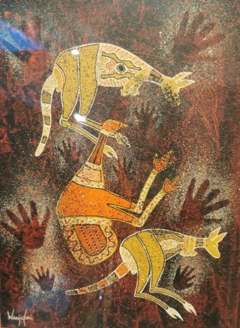 Leanne Reid Wanjidari | two kangaroos and a cassowary | MutualArt