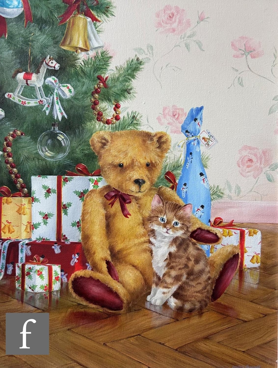 Leslie McKinley Howell | Teddy bear and kitten | MutualArt