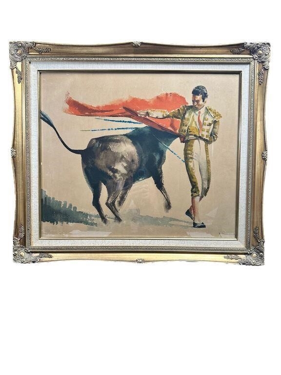 Roger Hebbelinck | Bullfighter and bull | MutualArt