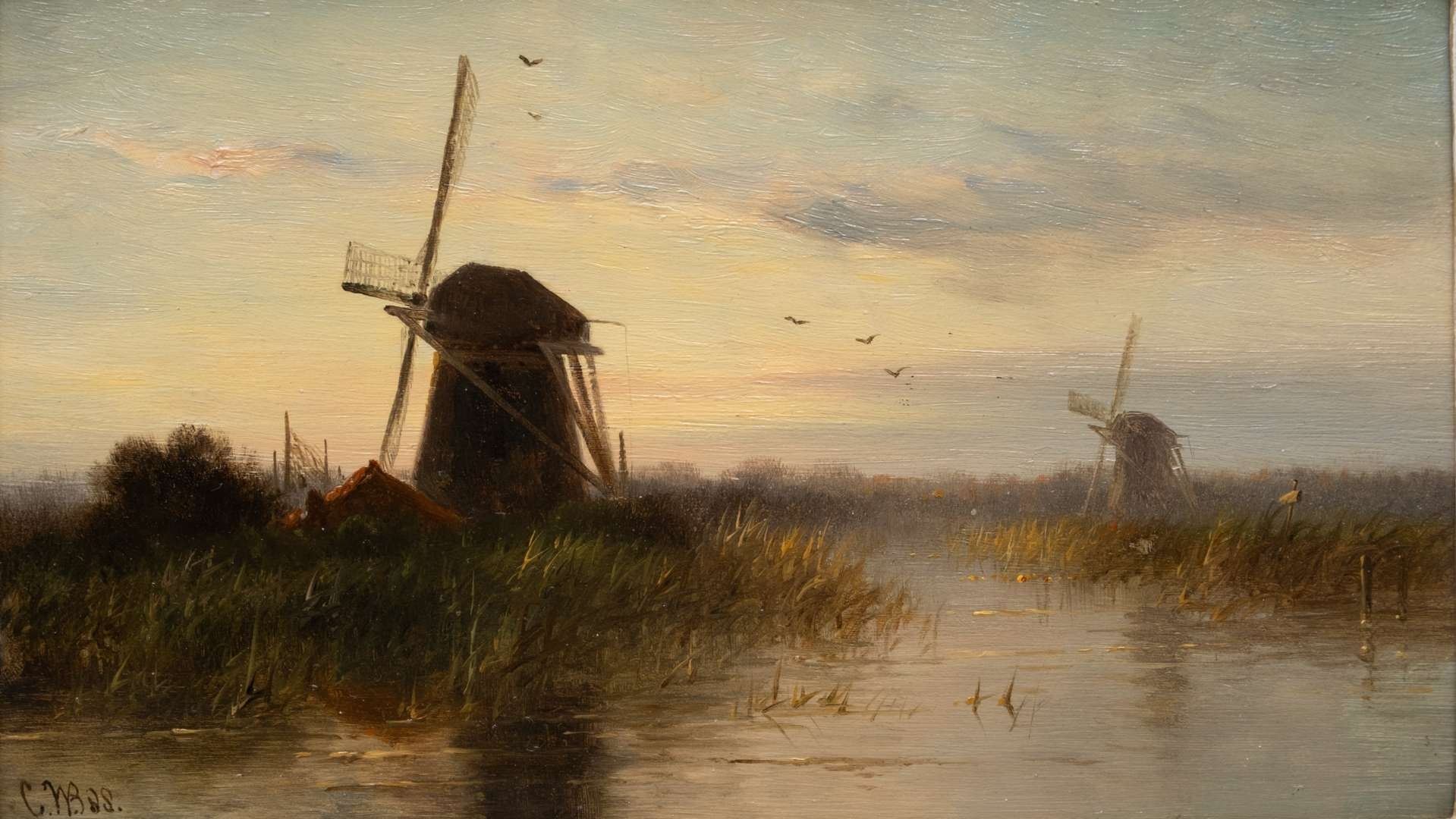 Cornelis Westerbeek | Polderlandschap met molens | MutualArt