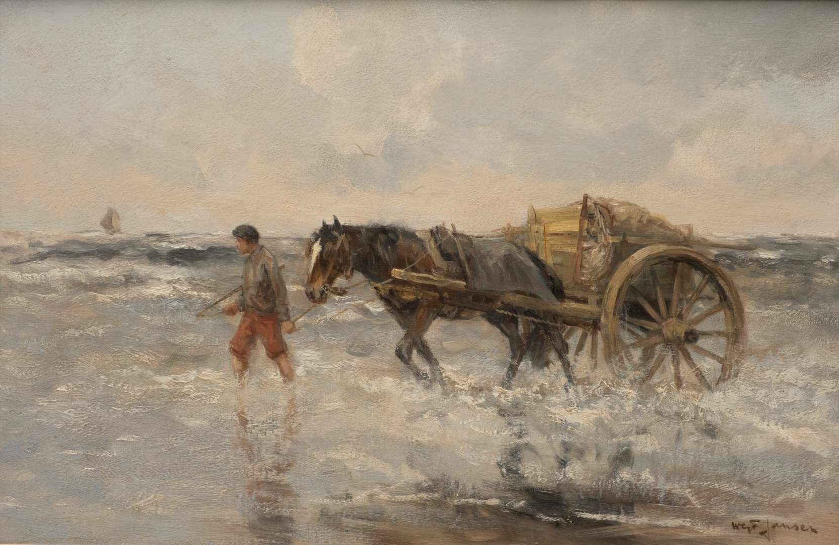 Willem George Frederik Jansen | Schelpenvisser in de branding | MutualArt