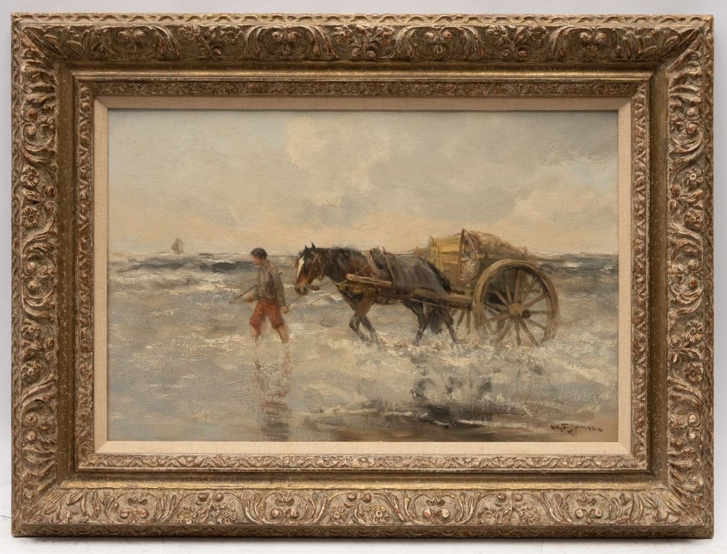 Willem George Frederik Jansen | Schelpenvisser in de branding | MutualArt