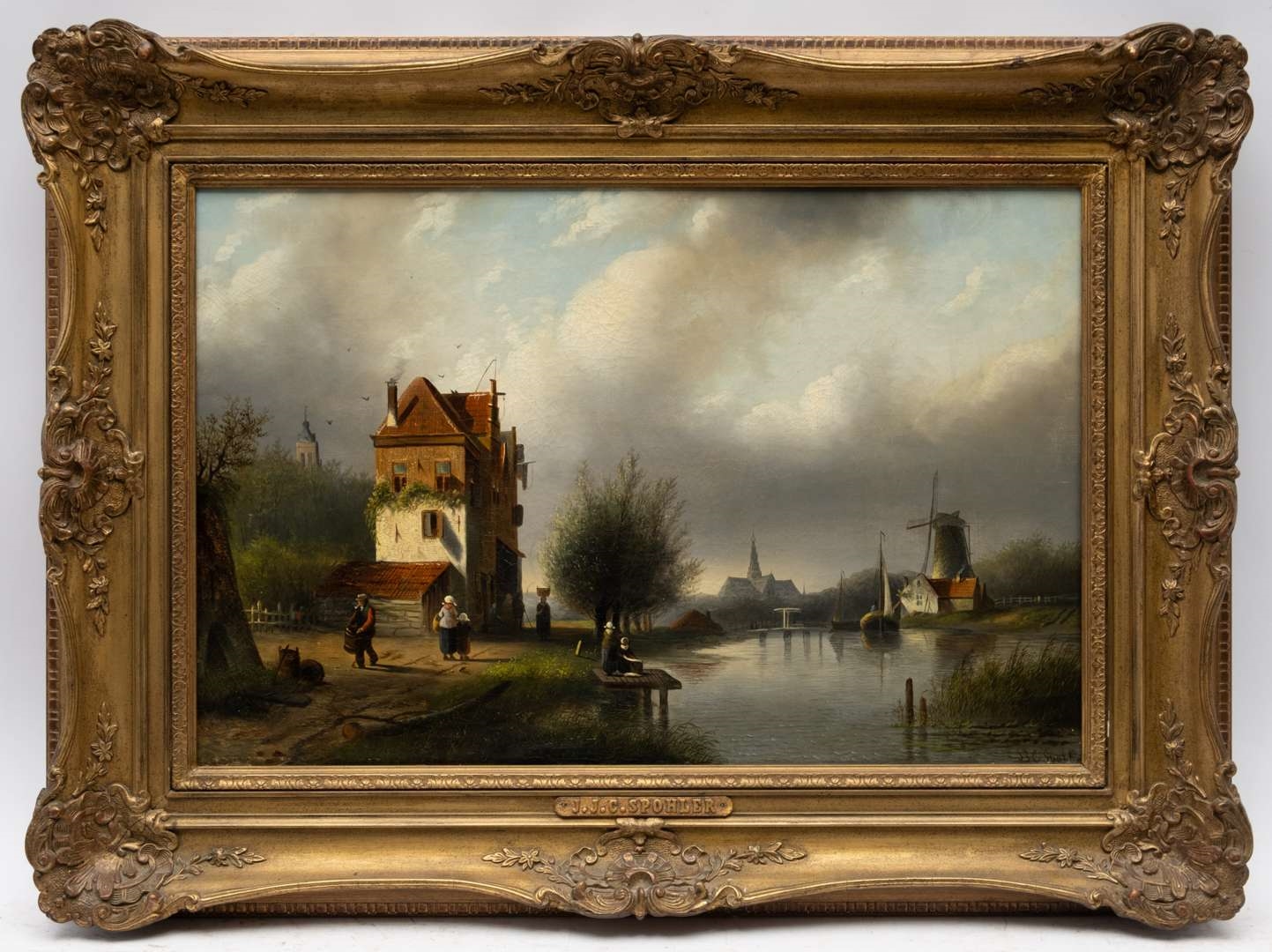 Jacob Jan Coenraad Spohler | Zomerlandschap met molen aan een vaart ...