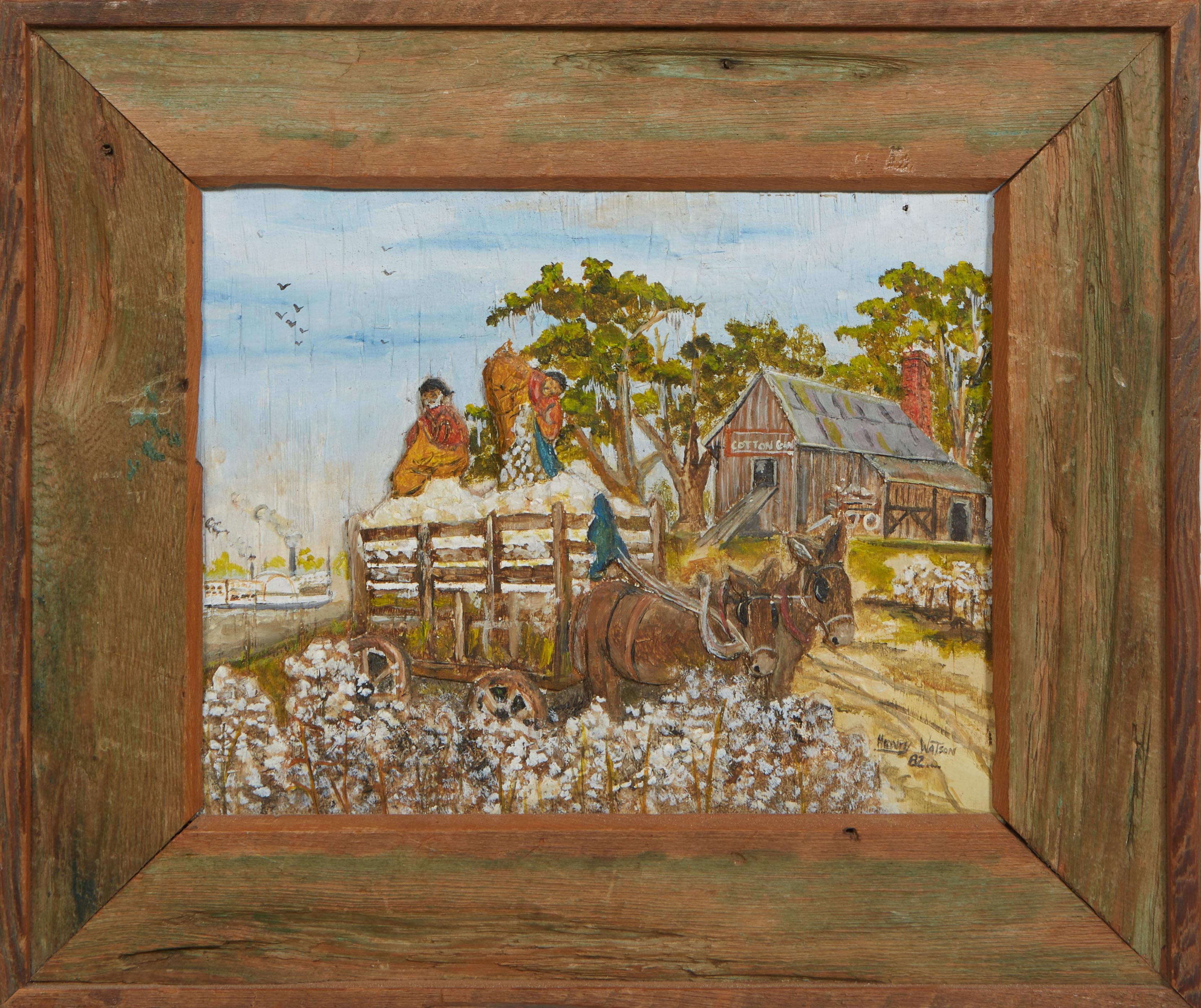 Henry Watson | Two Louisiana Paintings on Carved Cypress (1982) | MutualArt